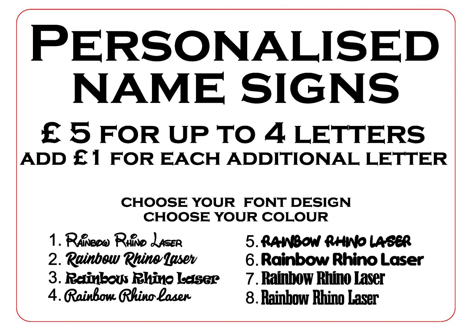 Personalised Name Signs With Background - RainbowRhinoLaser