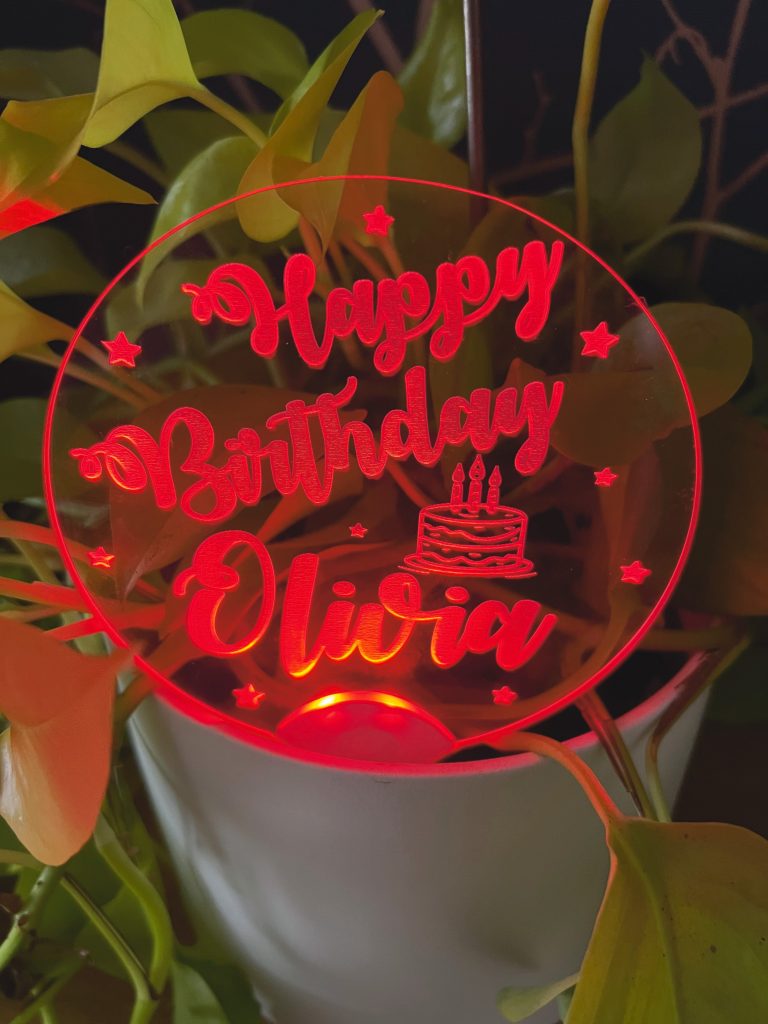 LED Cake Topper - Birthday - RainbowRhinoLaser