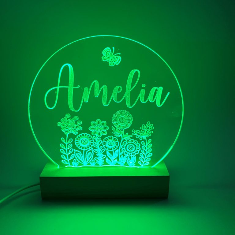 Personalised LED Light - Flowers - RainbowRhinoLaser