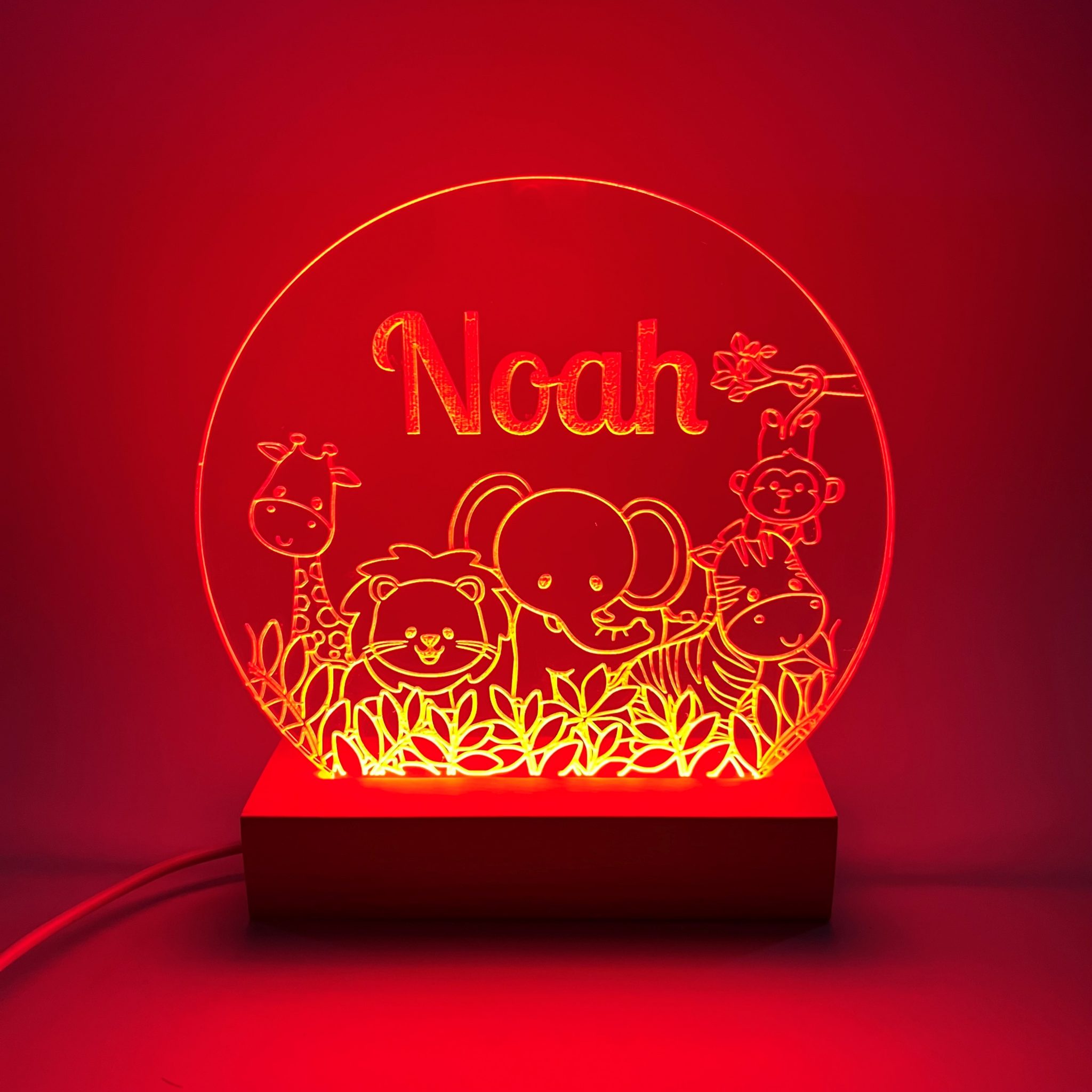Personalised LED Light - Safari - RainbowRhinoLaser